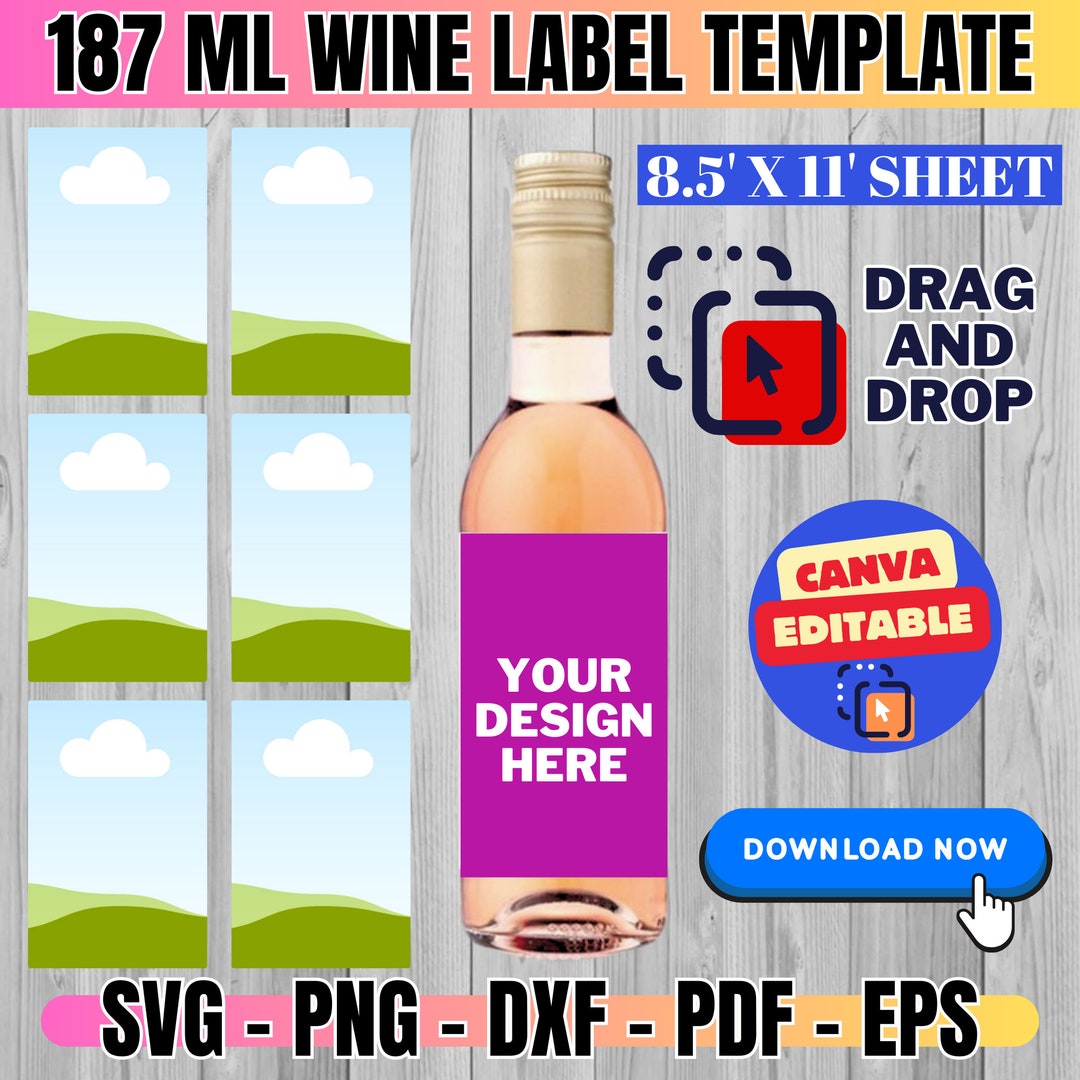 187 Ml Wine Label Template, Mini Wine Label Template Svg, Mini Wine ...