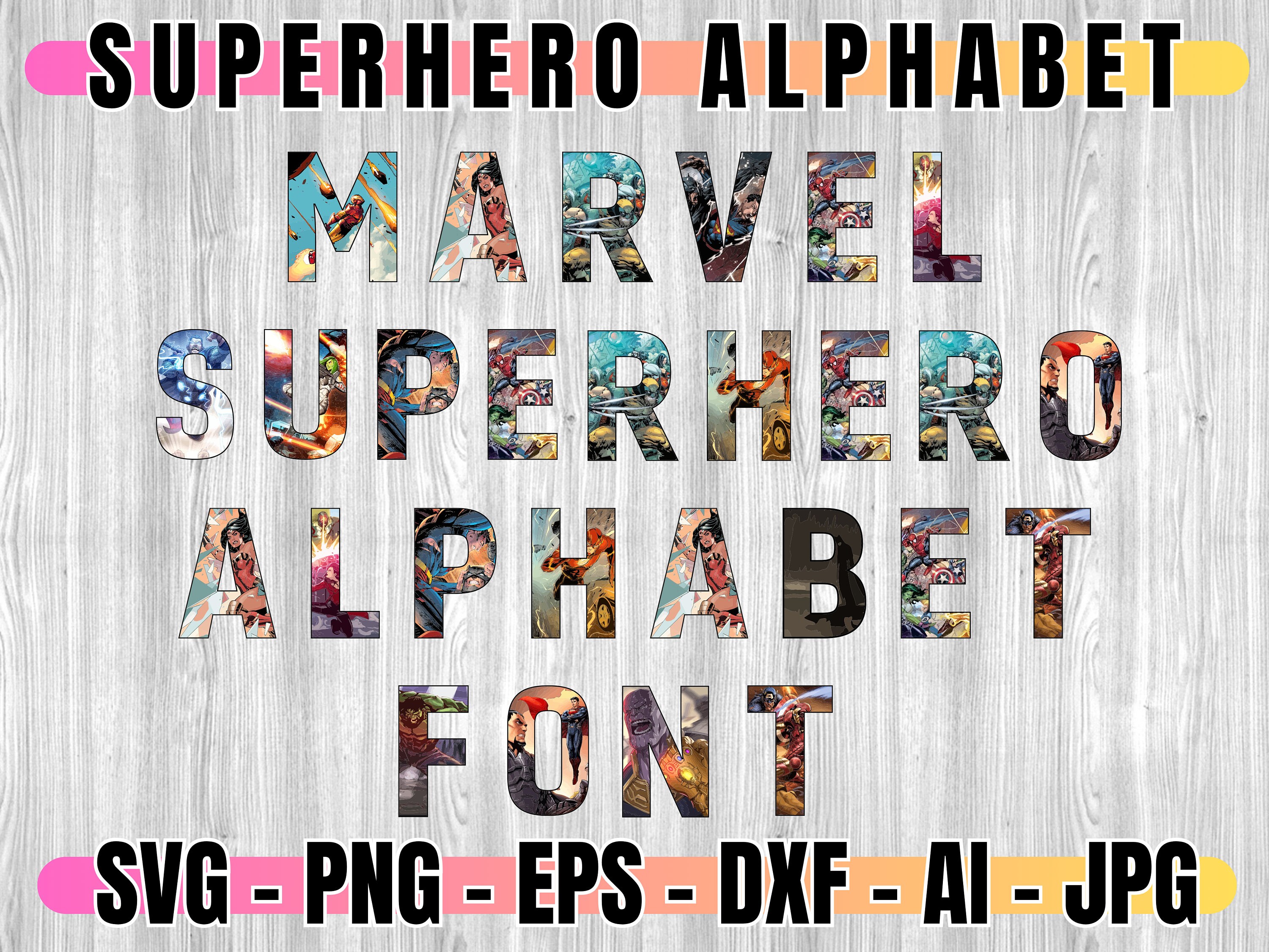 Super Hero Svg Doddle Alphabet Font Letters Svg Super Hero Svg Png ...