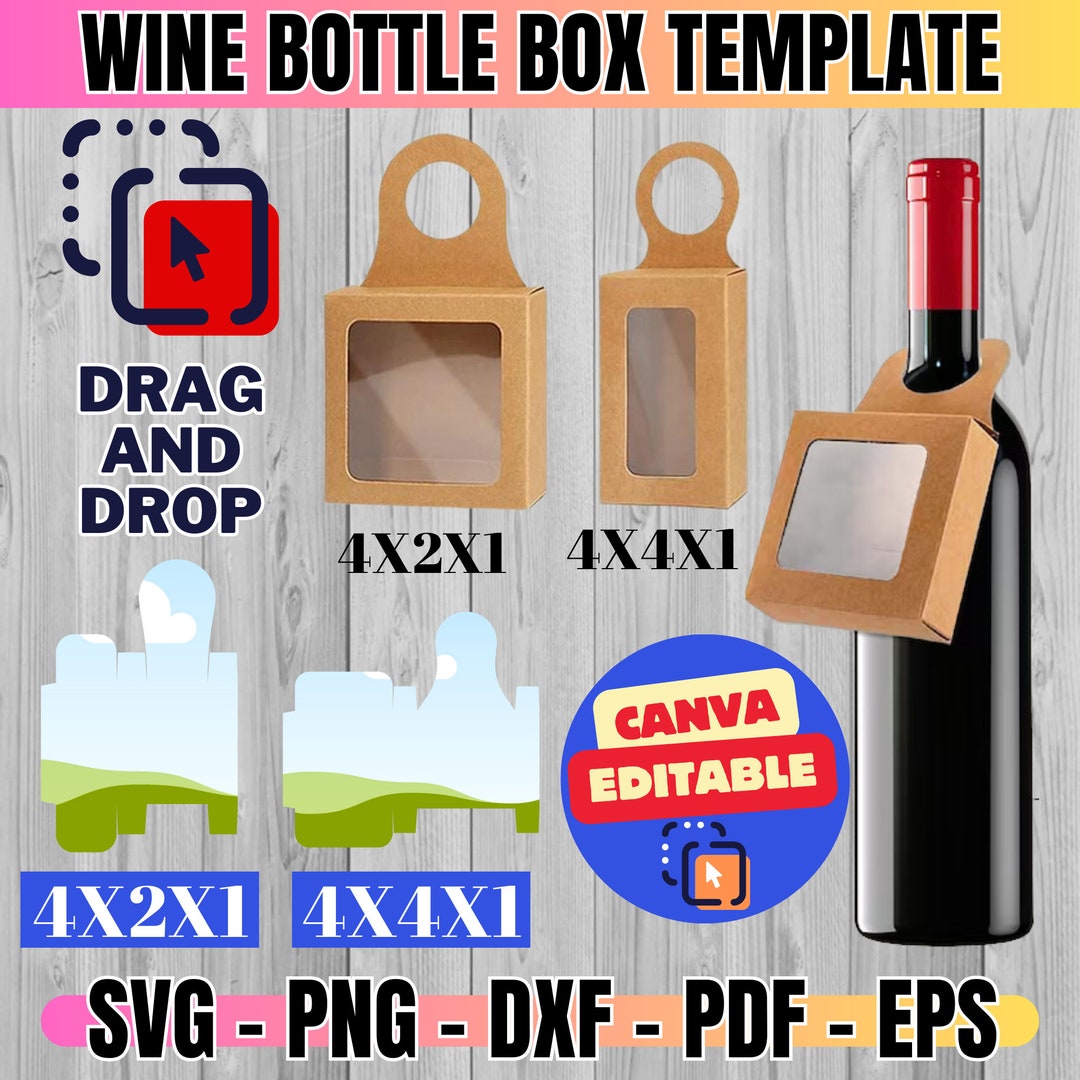 Wine Bottle Box Template, Wine Bottle Tag SVG, Wine Bottle Tag Template ...