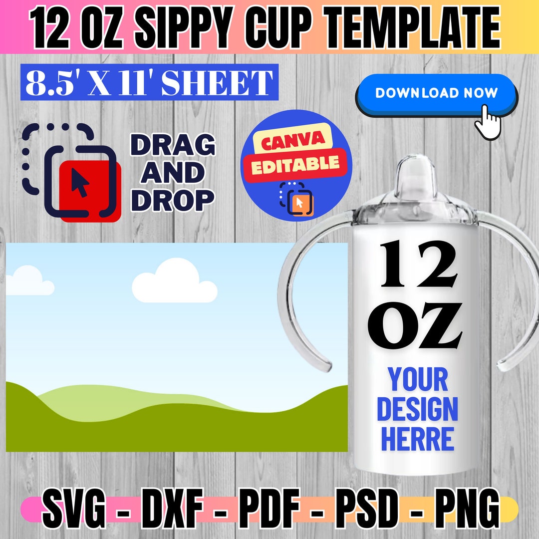 12oz Sippy Cup Tumbler, Sippy Cup Wrap Template Svg, Sippy Sublimation ...