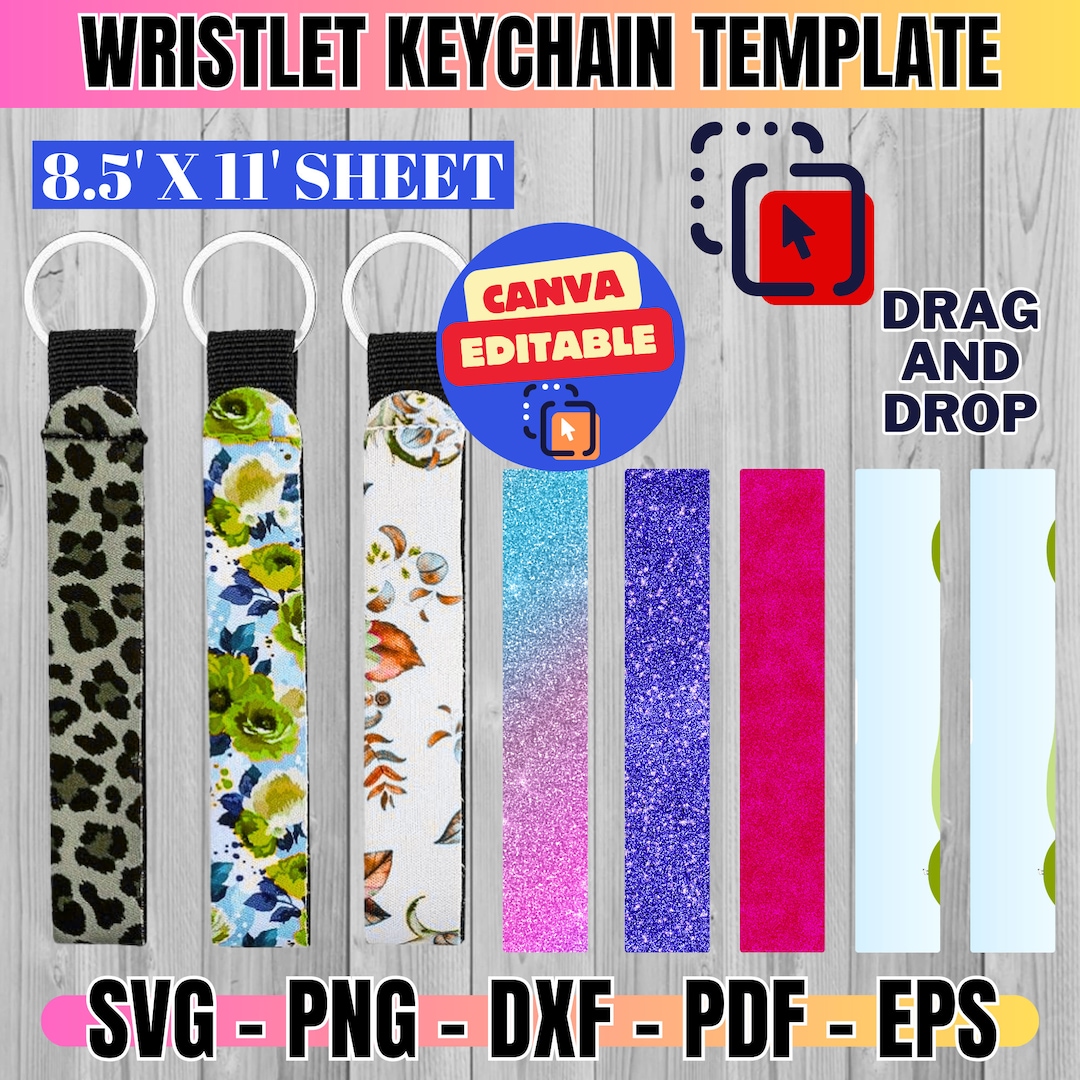 Wrist Fob Template Svg, Wristlet Sublimation Template, Neoprene ...