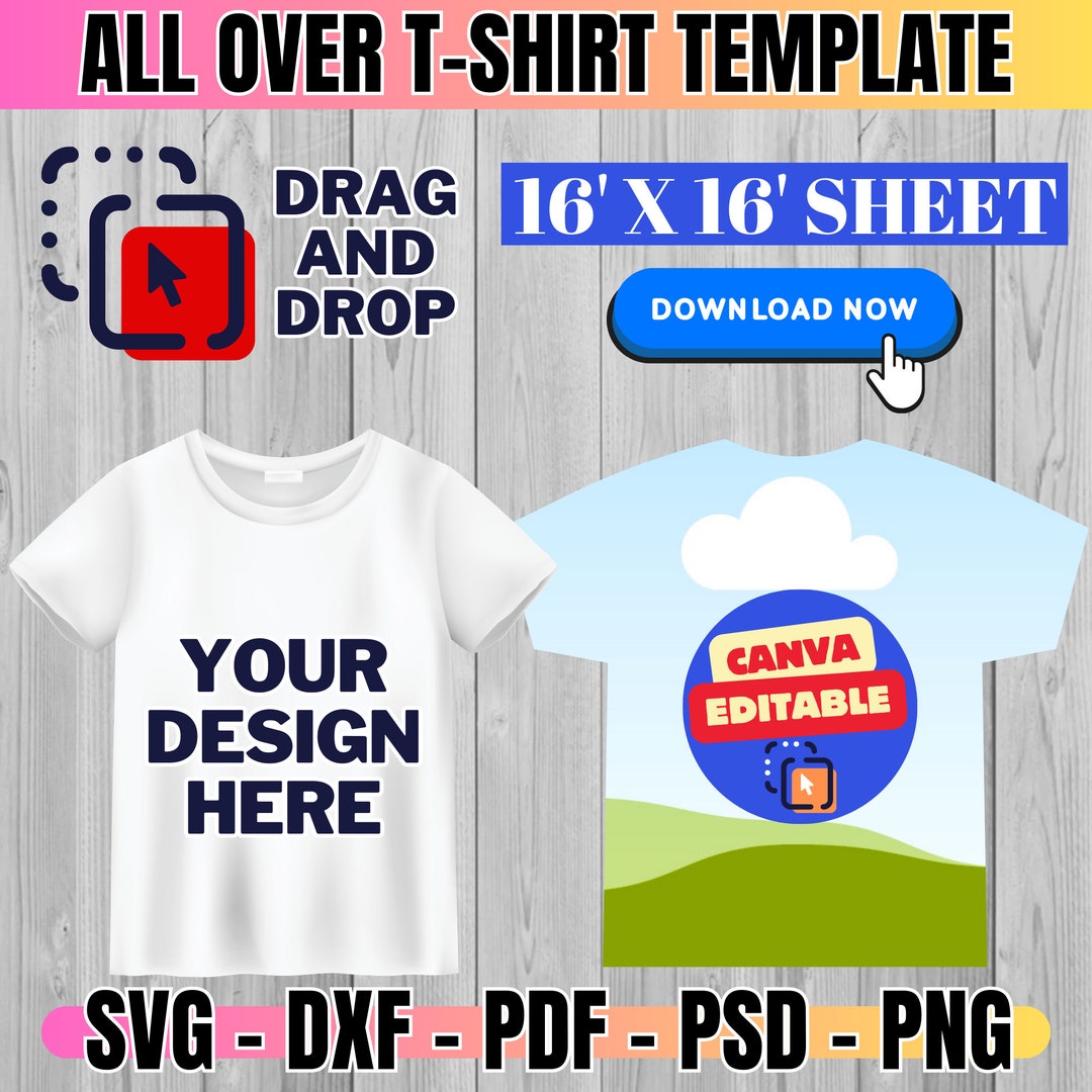 All Over T-shirt Template, T-shirt Design Template, All Over T-shirt ...