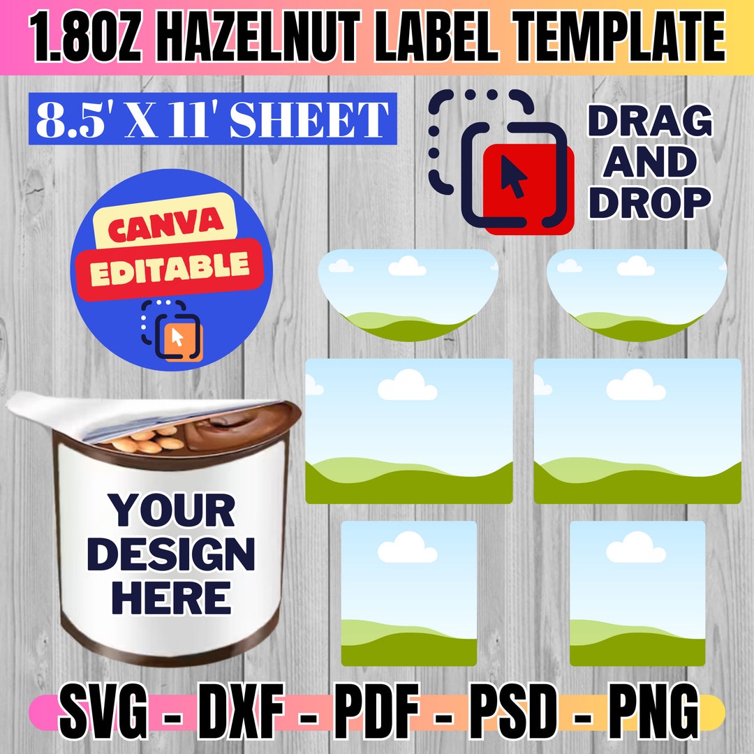 1.8oz Hazelnut Treat Label Template, Hazelnut Cocoa Spread & Biscuit ...