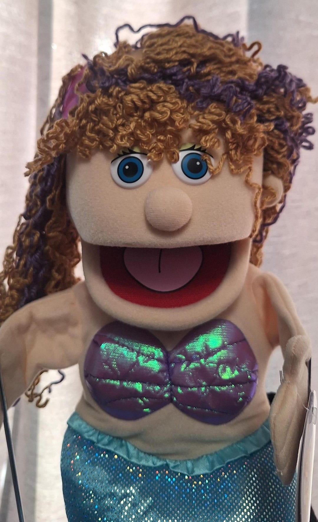 Handmade 14" Mermaid Puppet for Kids by Silly Puppets. Arm Rods ...