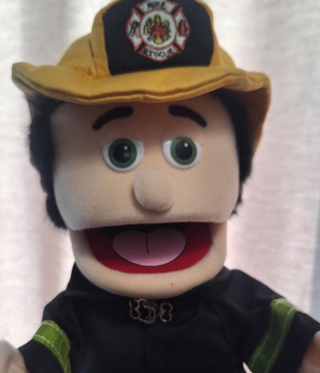 Handmade 14" White Fireman Puppet - Arm Rods Included to Animate the ...