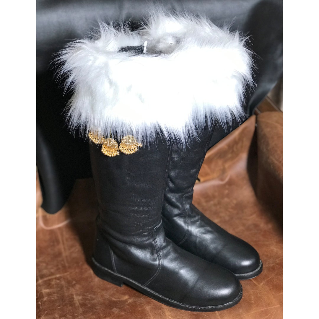 Custom Made Santa Claus Boot With Jingle Bells, Black Leather Boot ...