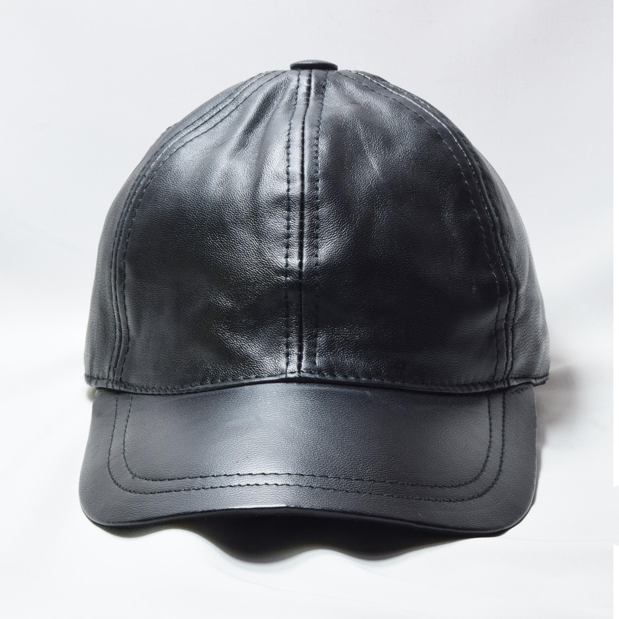 Black Leather Baseball Cap, Adjustable Baseball Cap for Men, Women ...