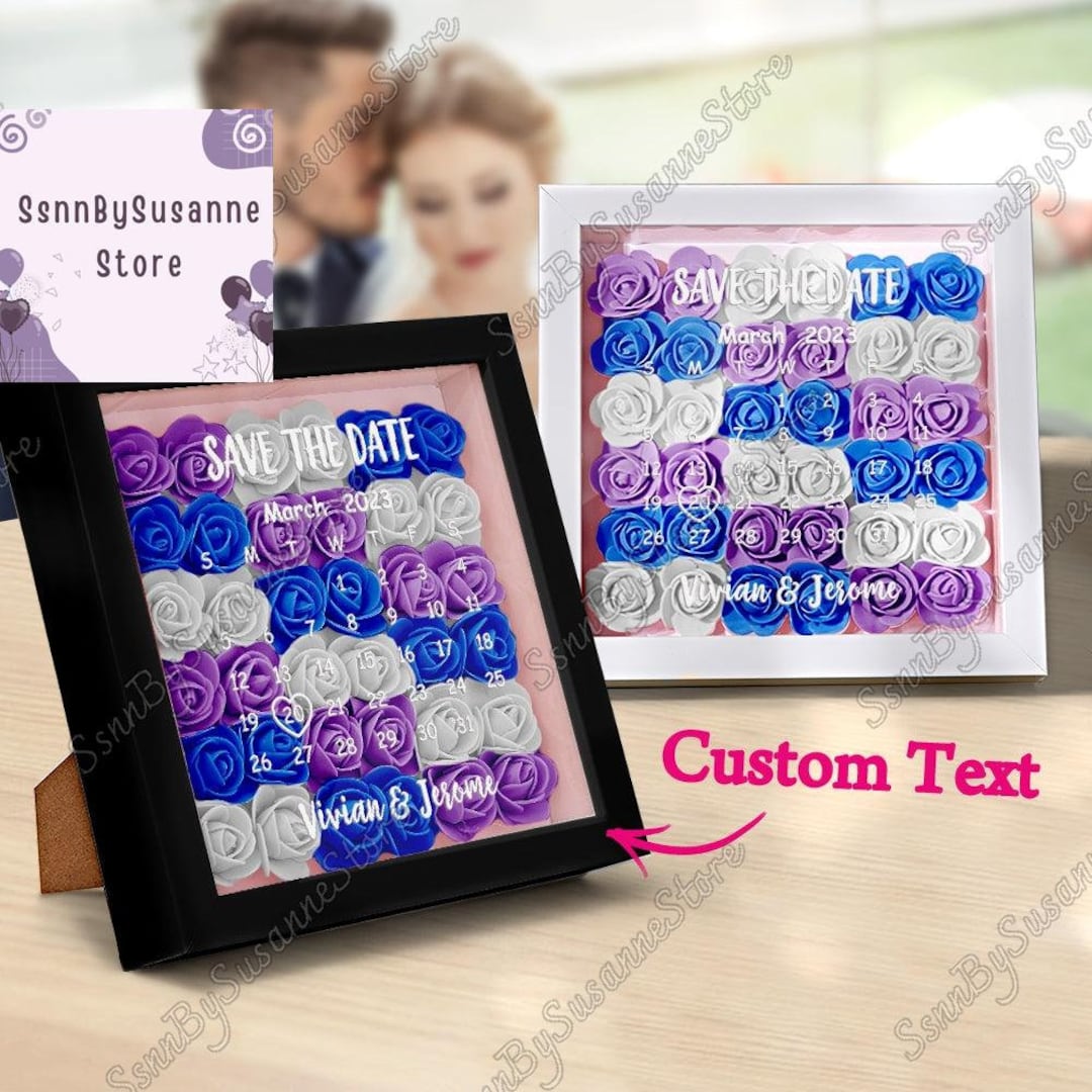 Personalized Calendar Flower Frame Box, Heart Flower Frame Box, Custom ...
