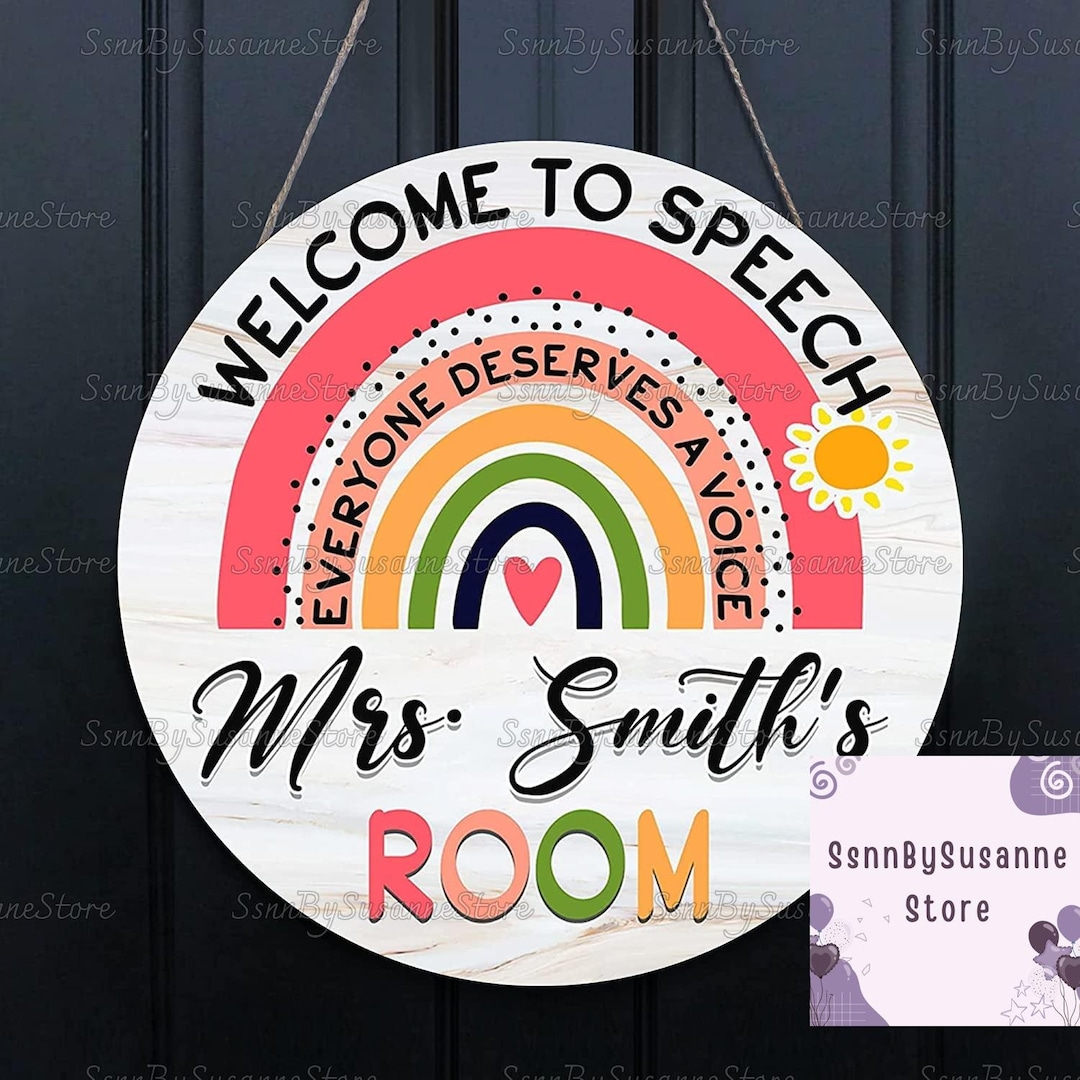 Welcome to Speech Teacher Door Sign, Teacher Round Door Hanger, Speech ...