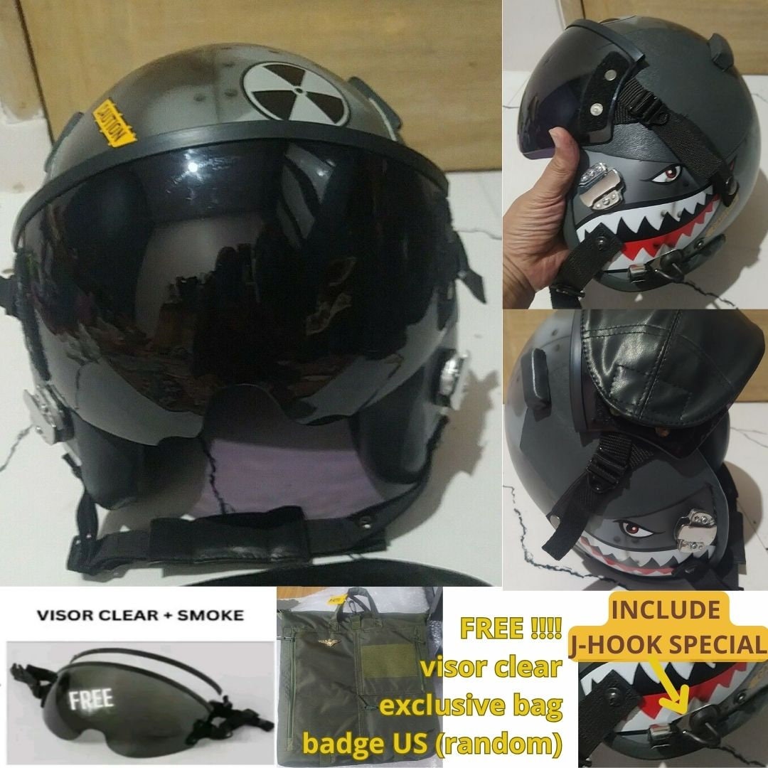 HGU-55 Top Gun MAVERICK shark Fighter Pilot Helmet With Leather Edge ...