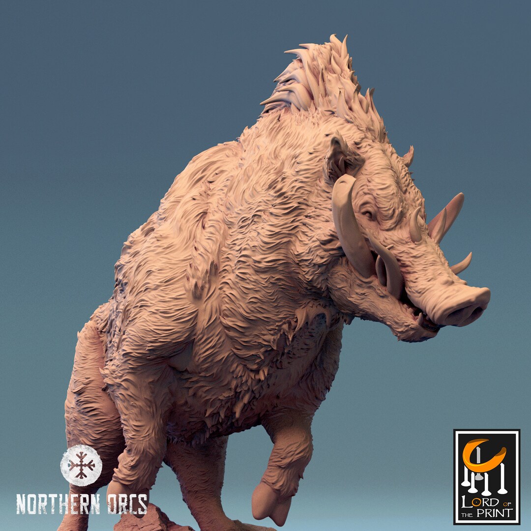 Orc Wild Boar Premium Dnd Miniature Mini Sanded & Primed Resin 3D ...
