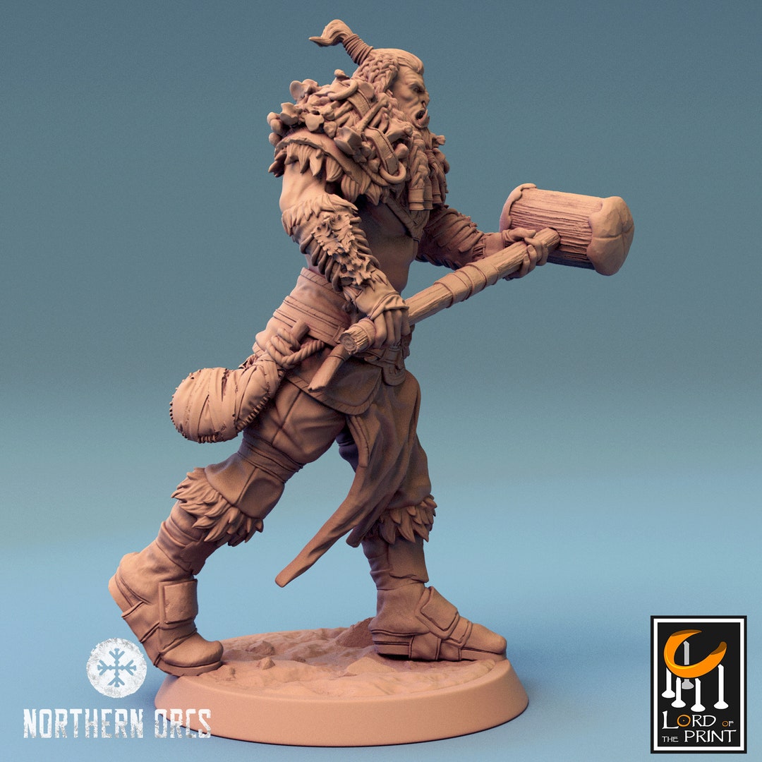 Orc Soldier Hammer Premium Dnd Miniature Mini Sanded & Primed Resin 3D ...