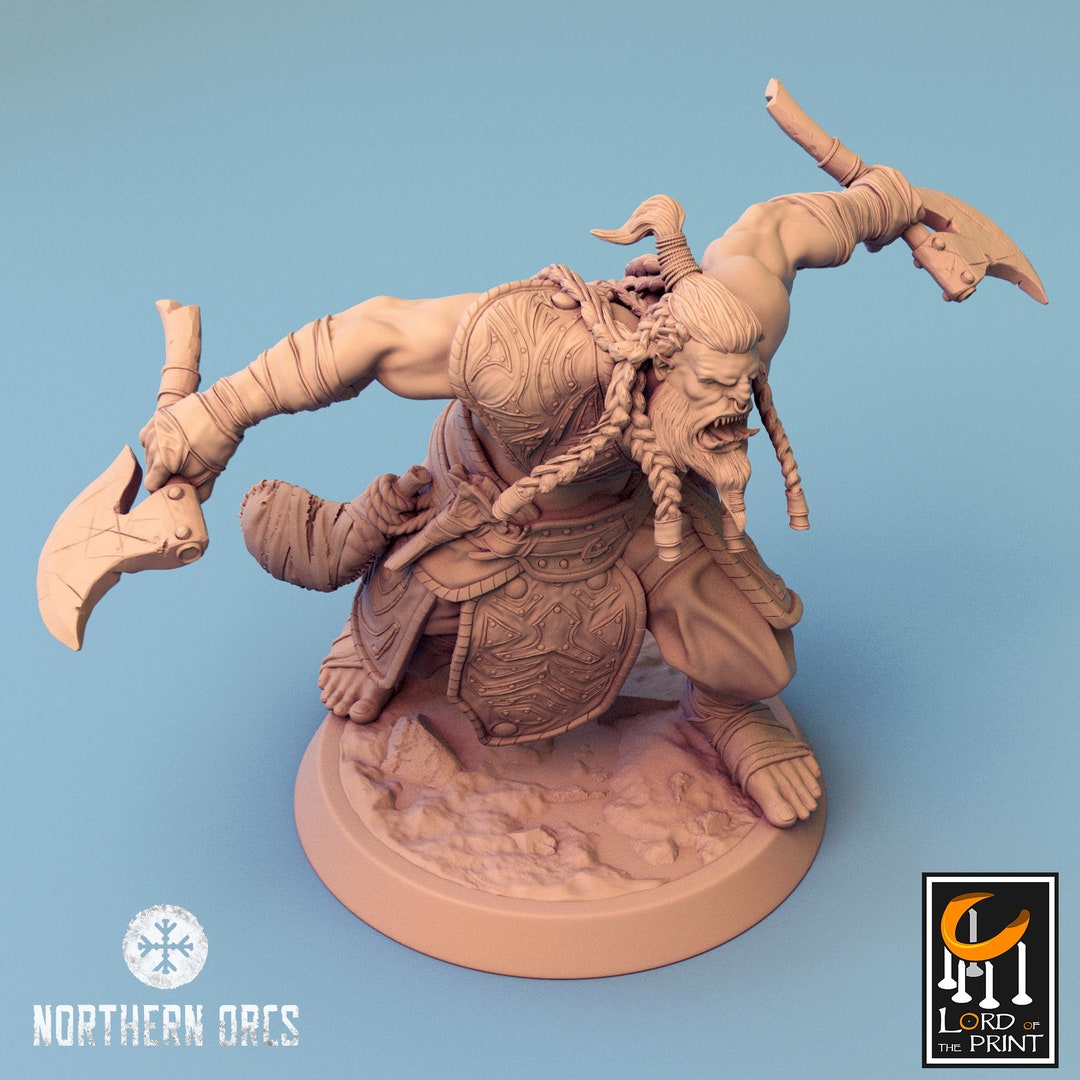 Orc Soldier AXE Premium Dnd Miniature Mini Sanded & Primed Resin 3D ...