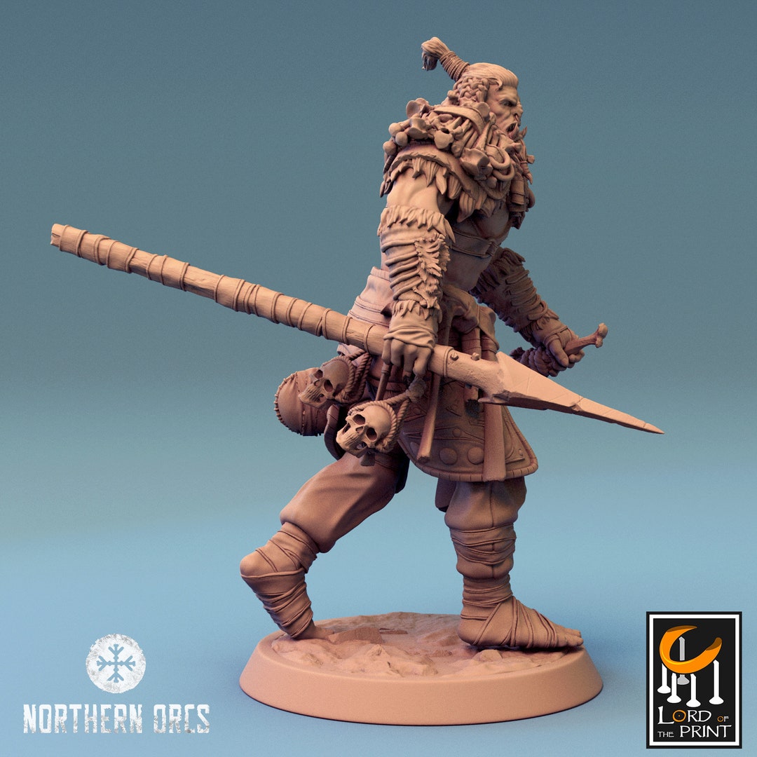 Orc Soldier Dagger and Spear Premium Dnd Miniature Mini Sanded & Primed ...