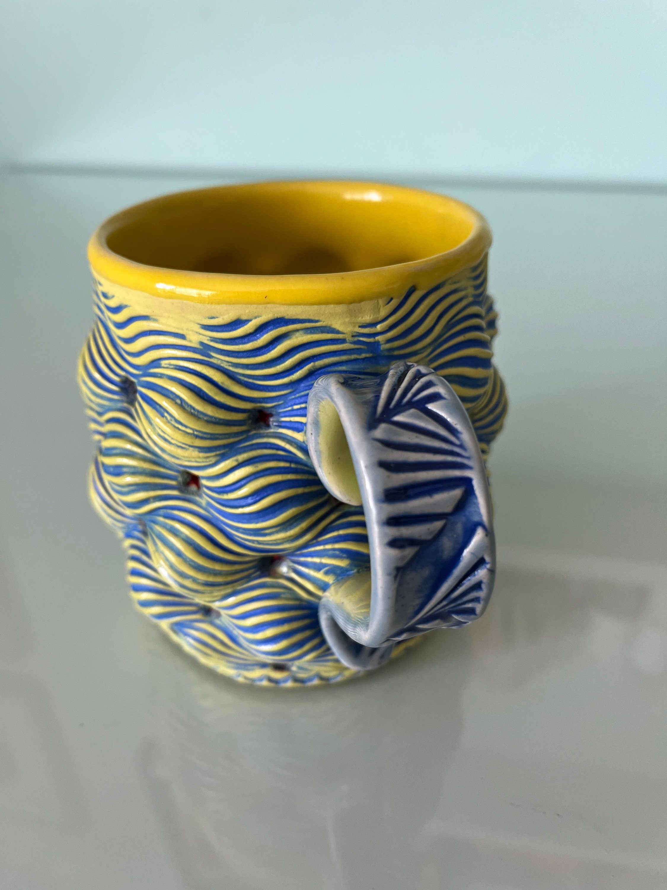 Blue and Yellow Wave Cup - Etsy
