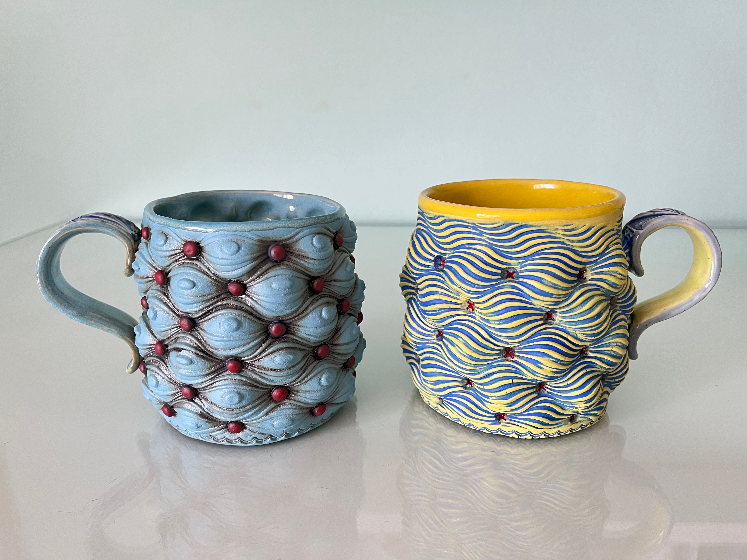 Blue and Yellow Wave Cup - Etsy