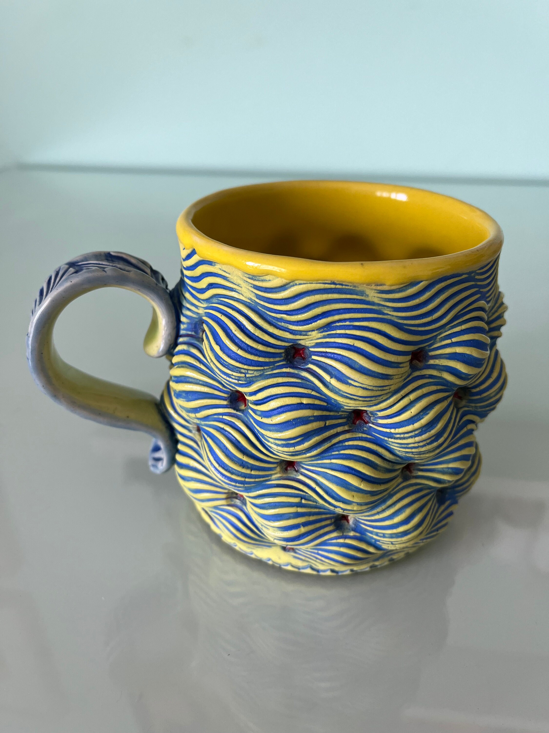 Blue and Yellow Wave Cup - Etsy