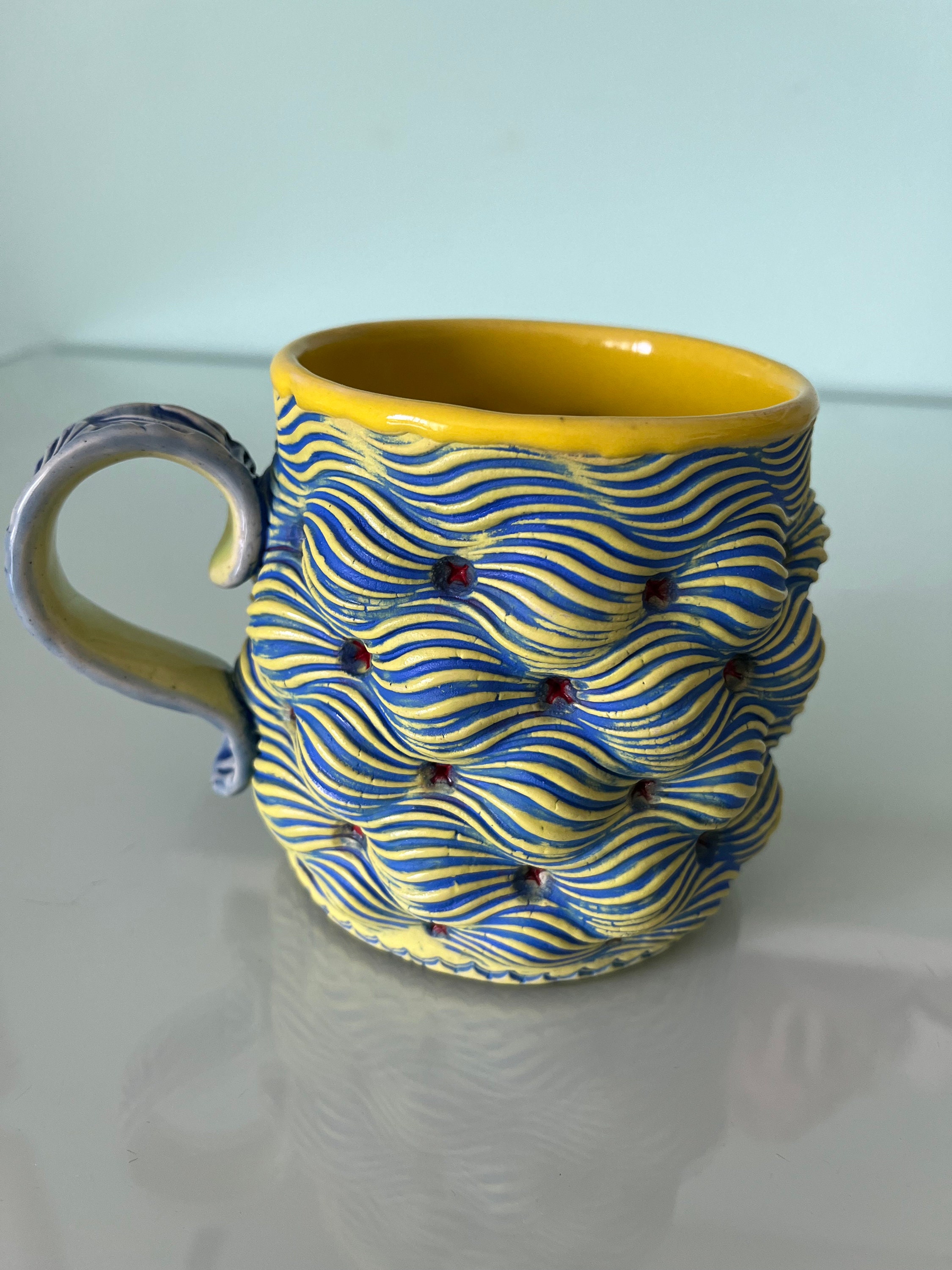 Blue and Yellow Wave Cup - Etsy