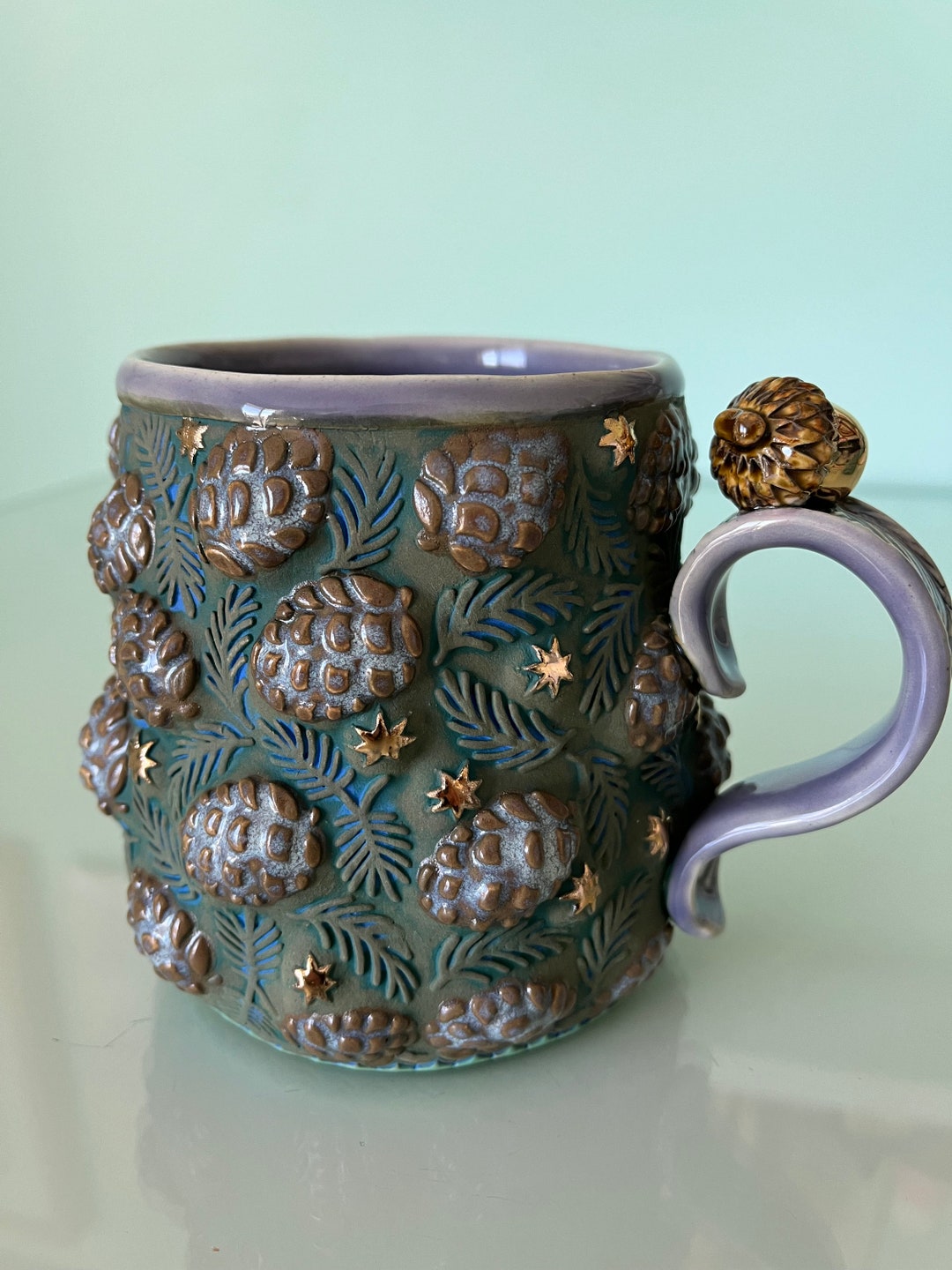 Pine Cone Cup With Gold Stars 1 - Etsy