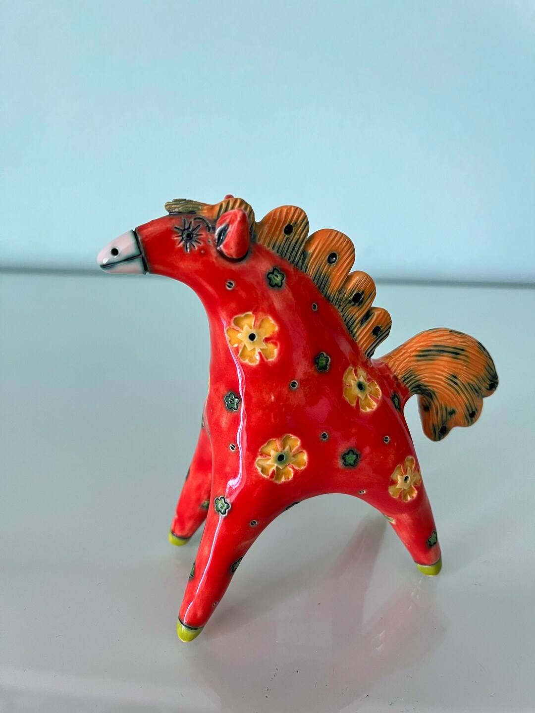 Small Red Horse With Orange Mane - Etsy