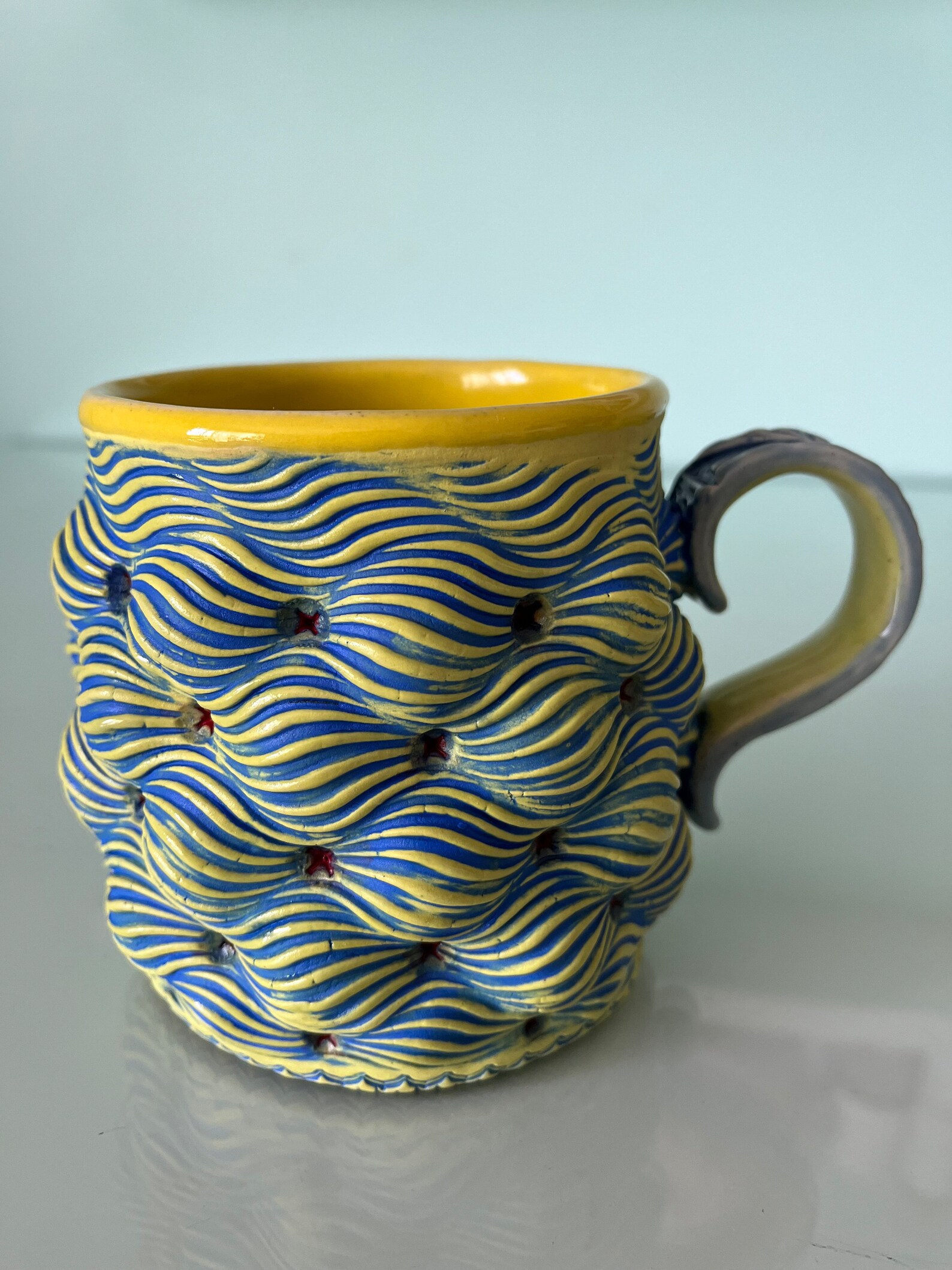 Blue and Yellow Wave Cup - Etsy