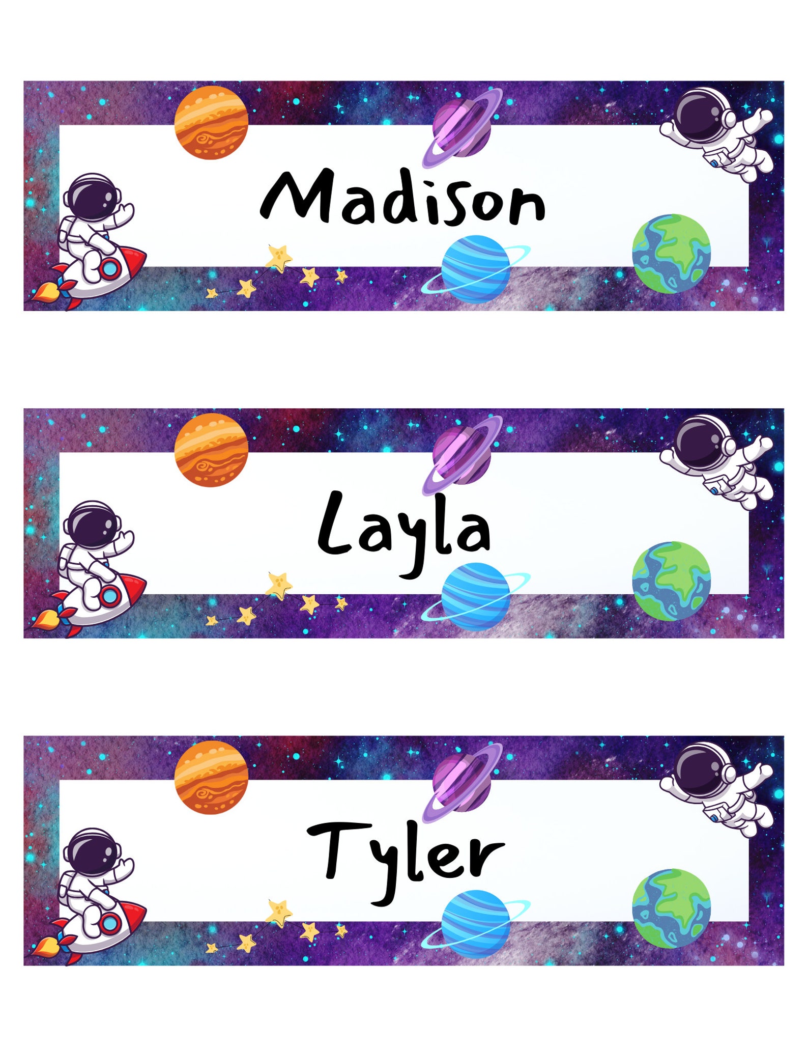 Solar System Outer Space Themed Desk Name Tags for Classroom - Etsy