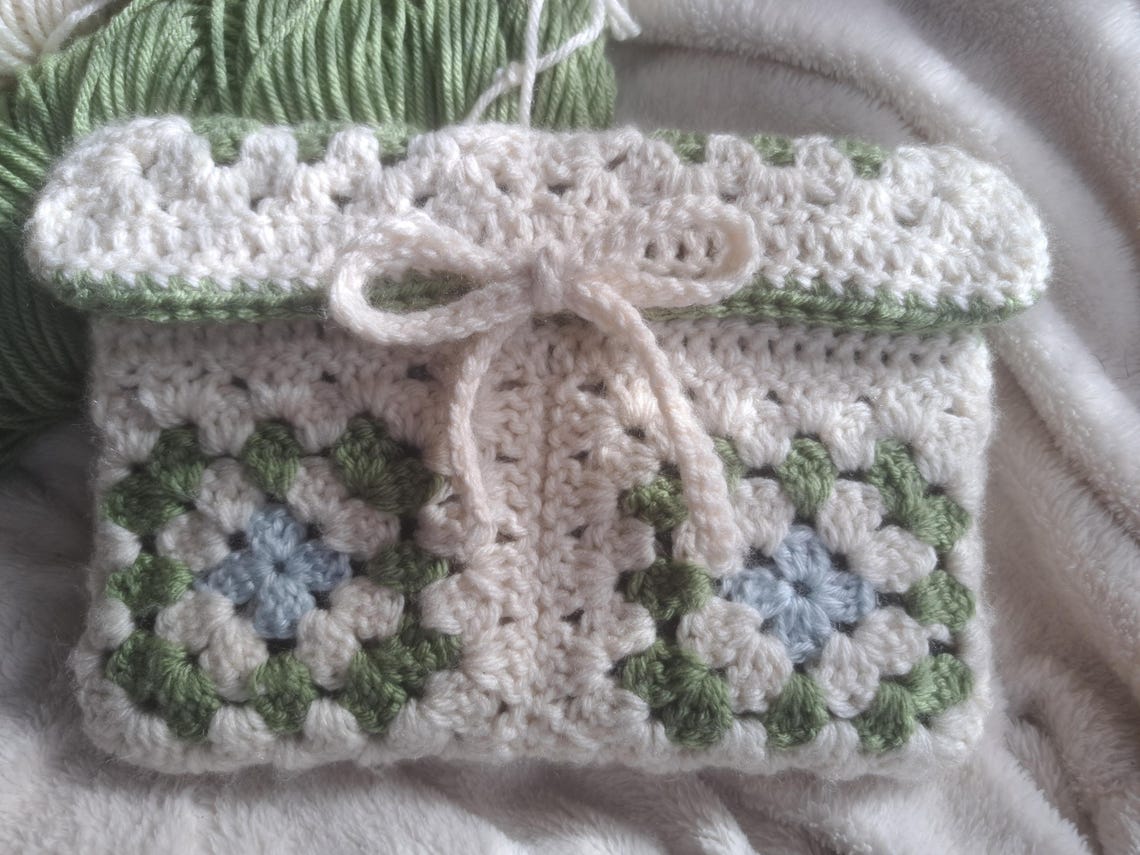 Granny Square Crochet Book Cover Coquette - Etsy