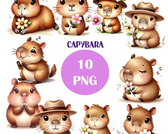 Cute Capybara Clipart, DIGITAL DOWNLOAD, Cute Watercolor, Baby Shower ...