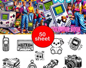 90's Themed Coloring Pages for Adults and Kids! 90's Coloring Book, 90s ...