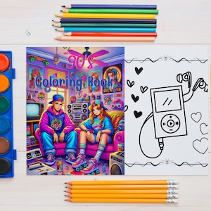 90's Themed Coloring Pages for Adults and Kids! 90's Coloring Book, Fun ...