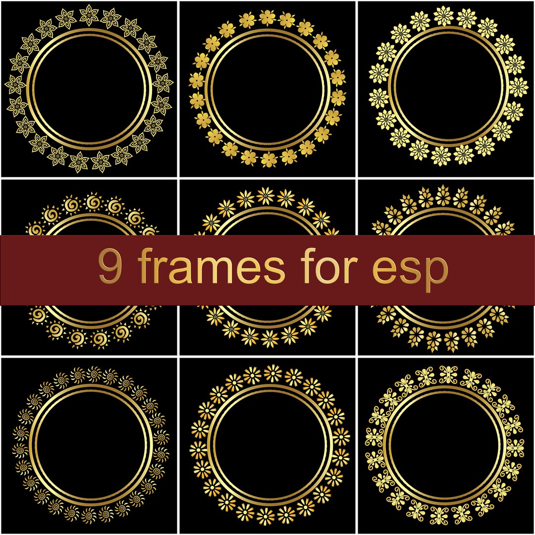 Digital Gold Frame Clipart, Metalic Gold Circle Golden Frames, Simple ...