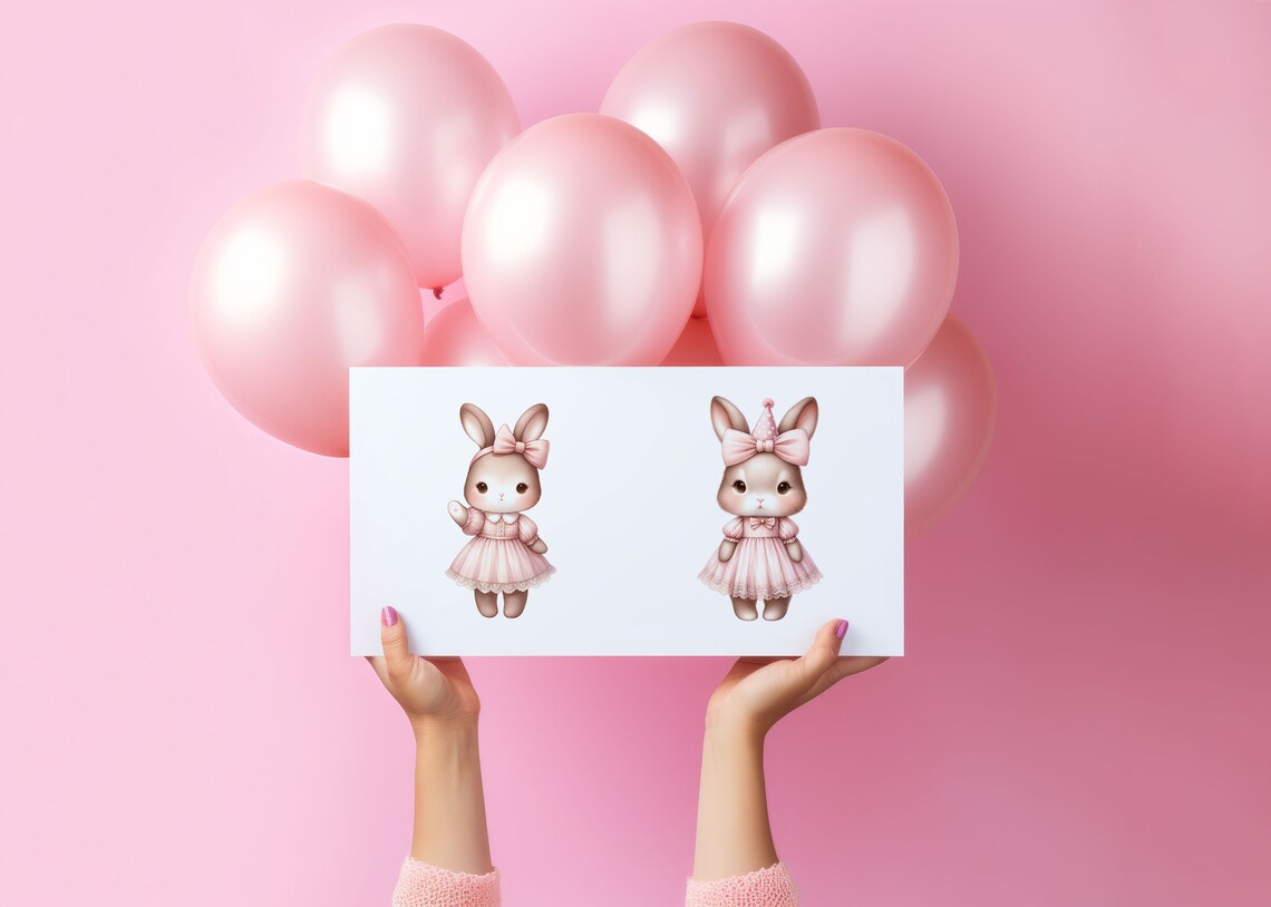 Happy Dirthday Rabbit Clipart, DIGITAL DOWNLOAD, Cute Watercolor, Baby ...