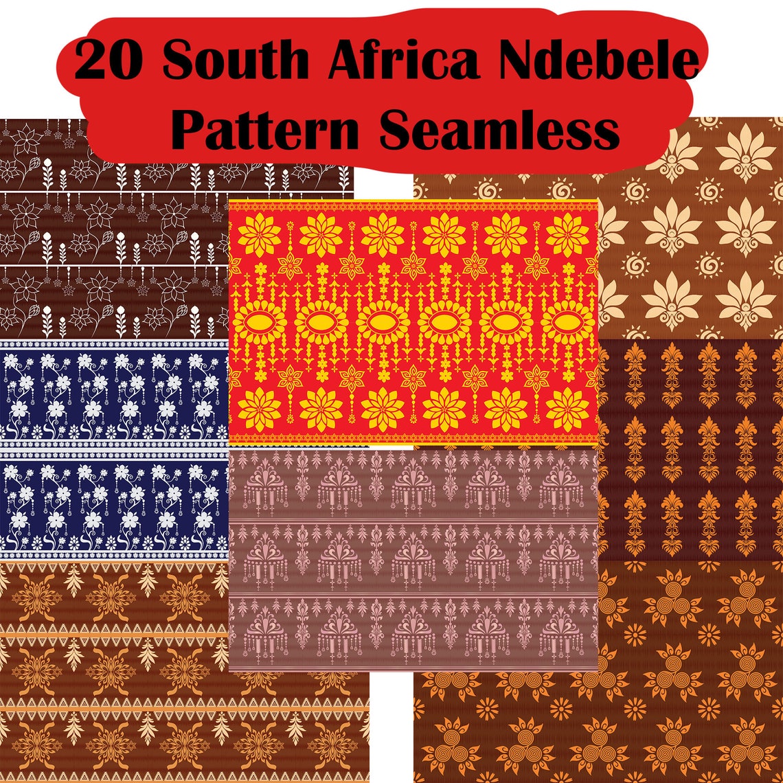 South Africa Ndebele Pattern Seamless Digital Papers-tile Patterns ...