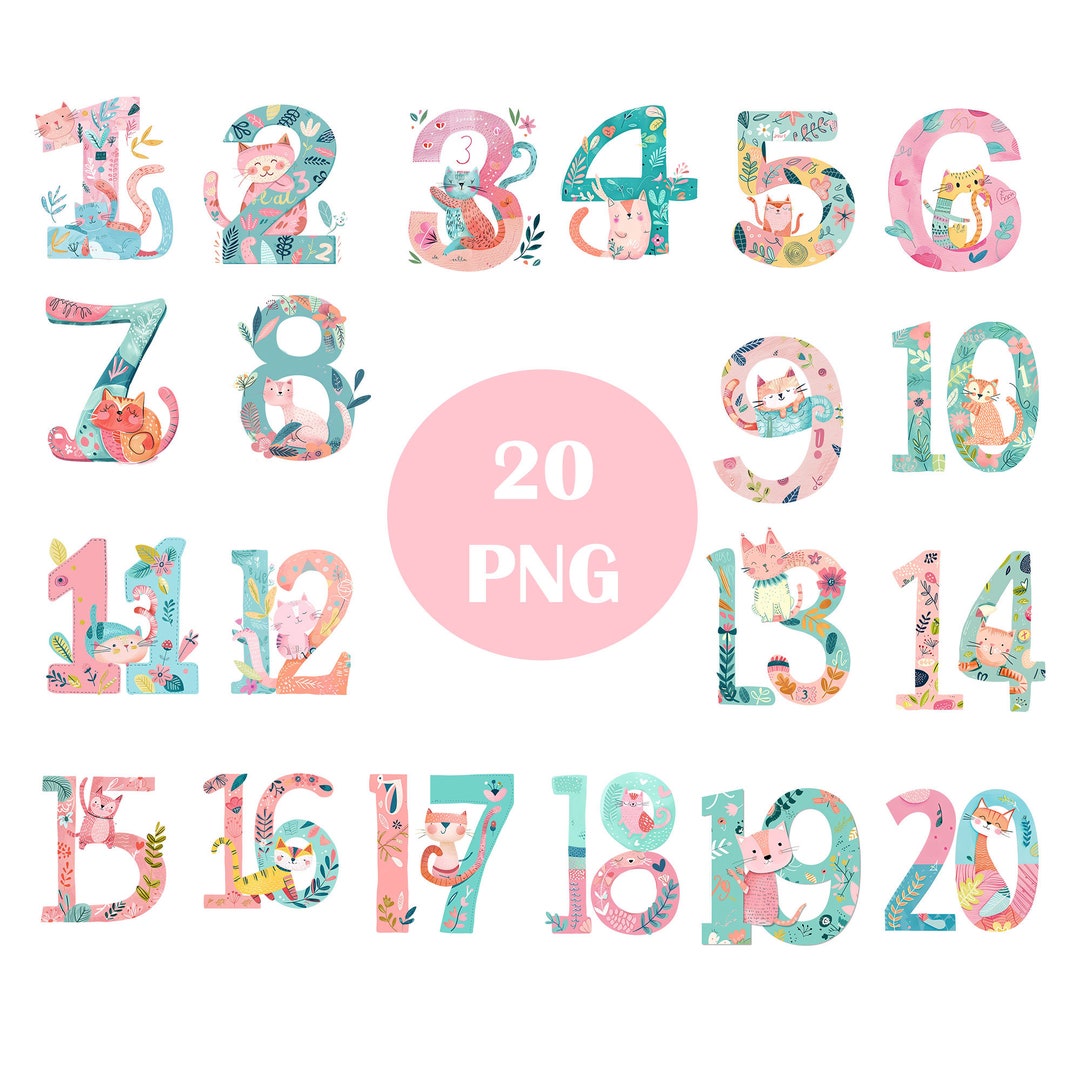 1-2 Number Clipart, DIGITAL DOWNLOAD, Cute Watercolor, Baby Shower Clip ...