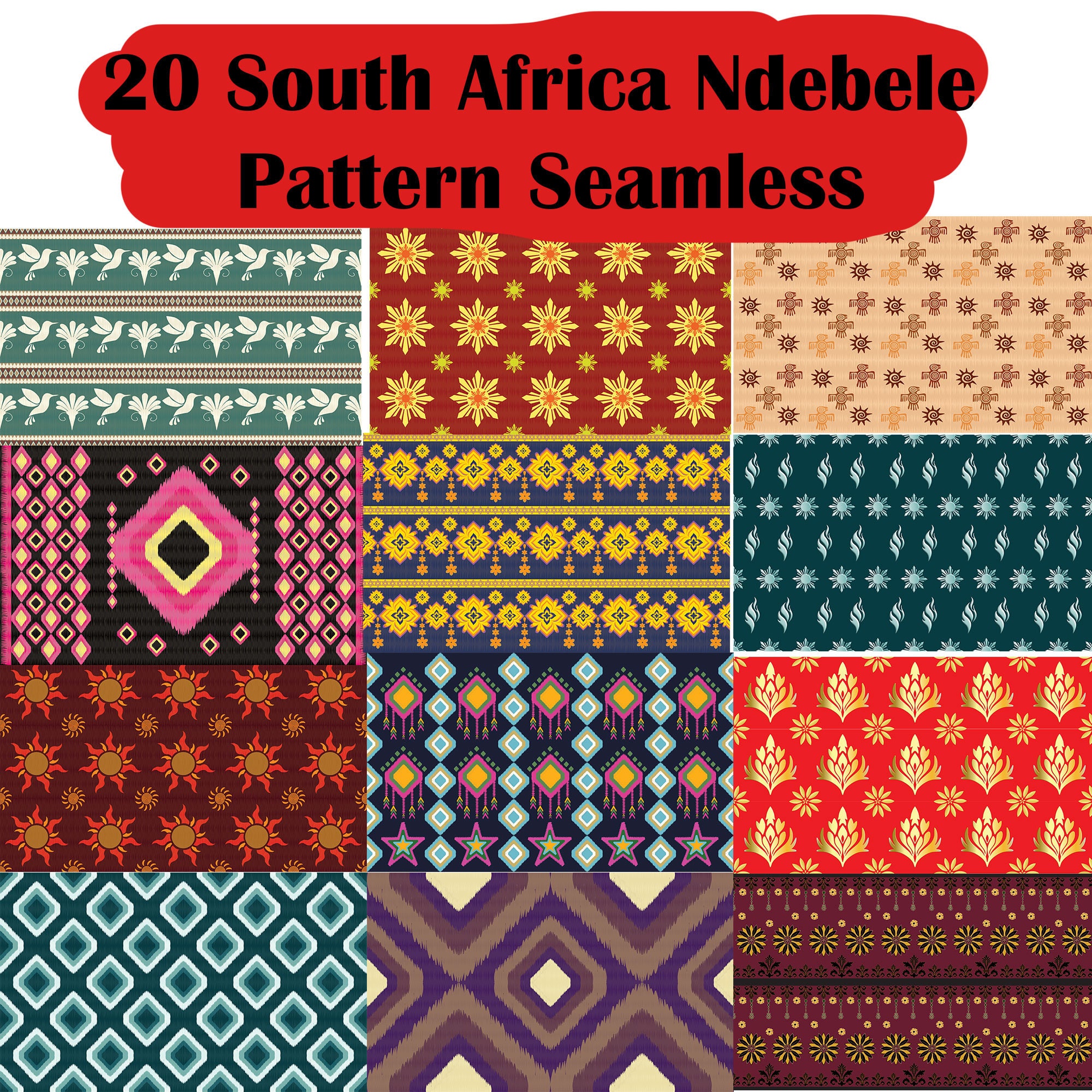 South Africa Ndebele Pattern Seamless Digital Papers-tile Patterns ...