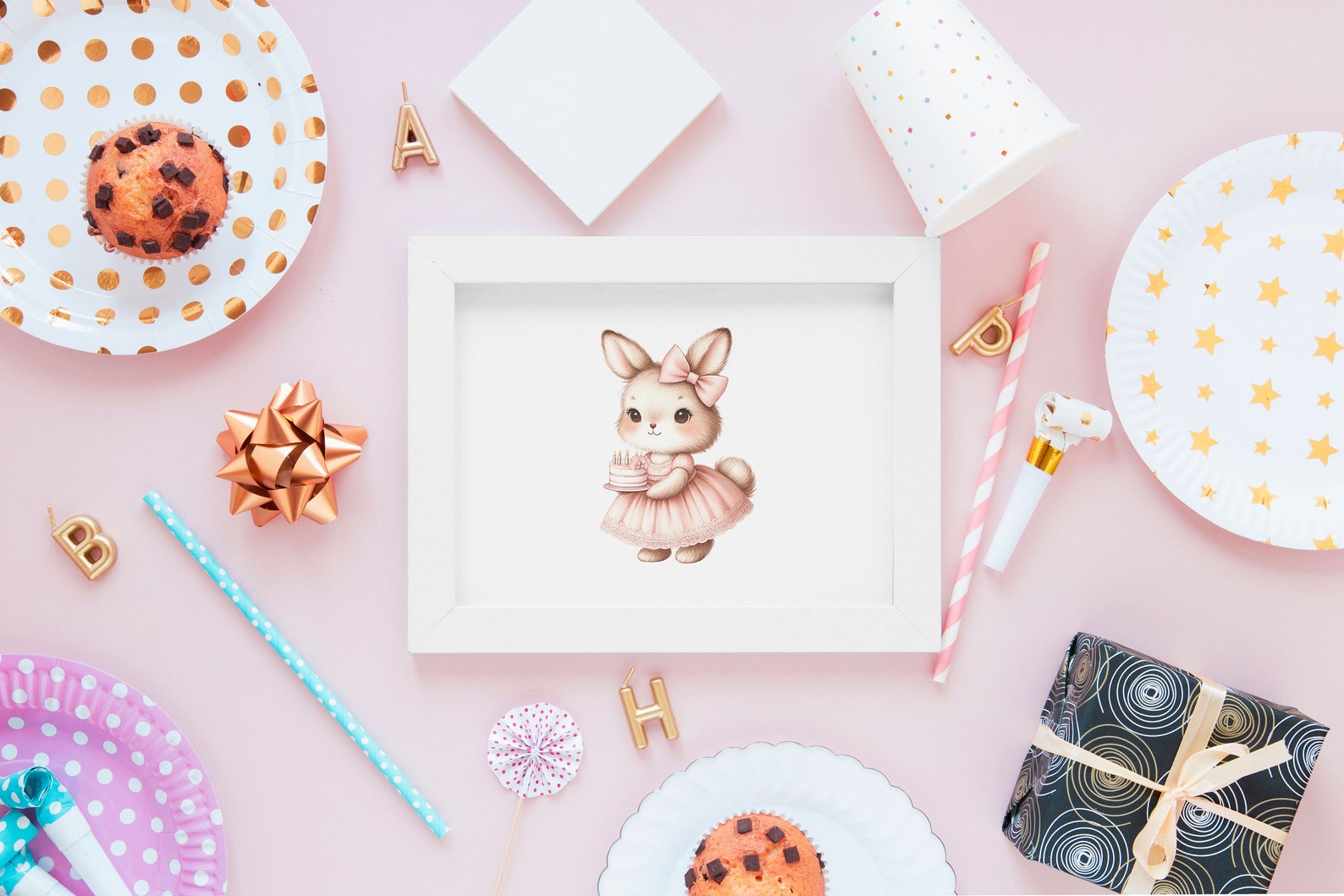 Happy Dirthday Rabbit Clipart, DIGITAL DOWNLOAD, Cute Watercolor, Baby ...