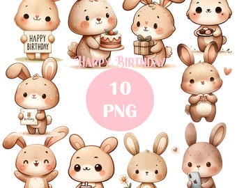 Happy Dirthday Deer Clipart, DIGITAL DOWNLOAD, Cute Watercolor, Baby ...