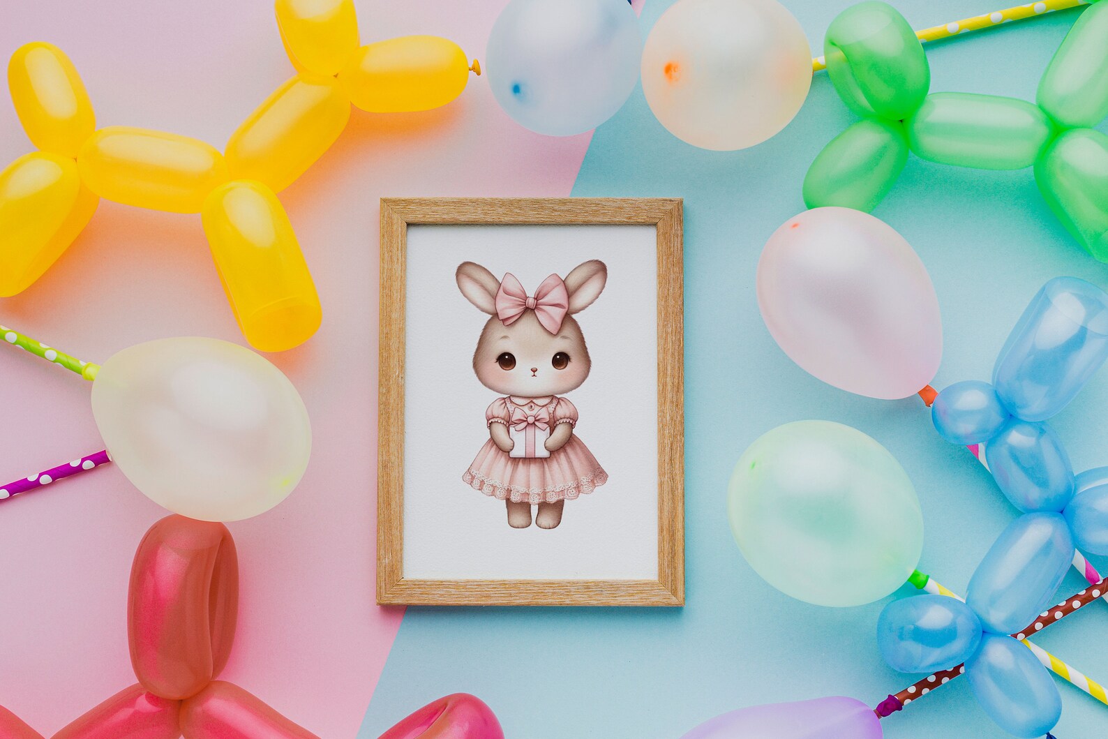 Happy Dirthday Rabbit Clipart, DIGITAL DOWNLOAD, Cute Watercolor, Baby ...