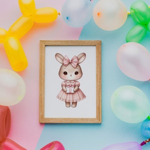 Happy Dirthday Rabbit Clipart, DIGITAL DOWNLOAD, Cute Watercolor, Baby ...