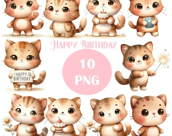 Happy Dirthday Rabbit Clipart, DIGITAL DOWNLOAD, Cute Watercolor, Baby ...