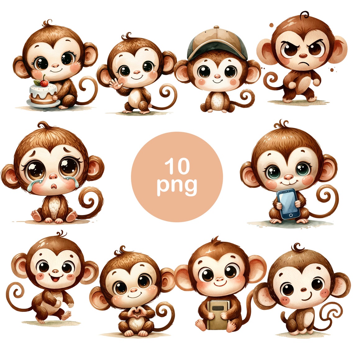 Happy Dirthday Rabbit Clipart, DIGITAL DOWNLOAD, Cute Watercolor, Baby ...