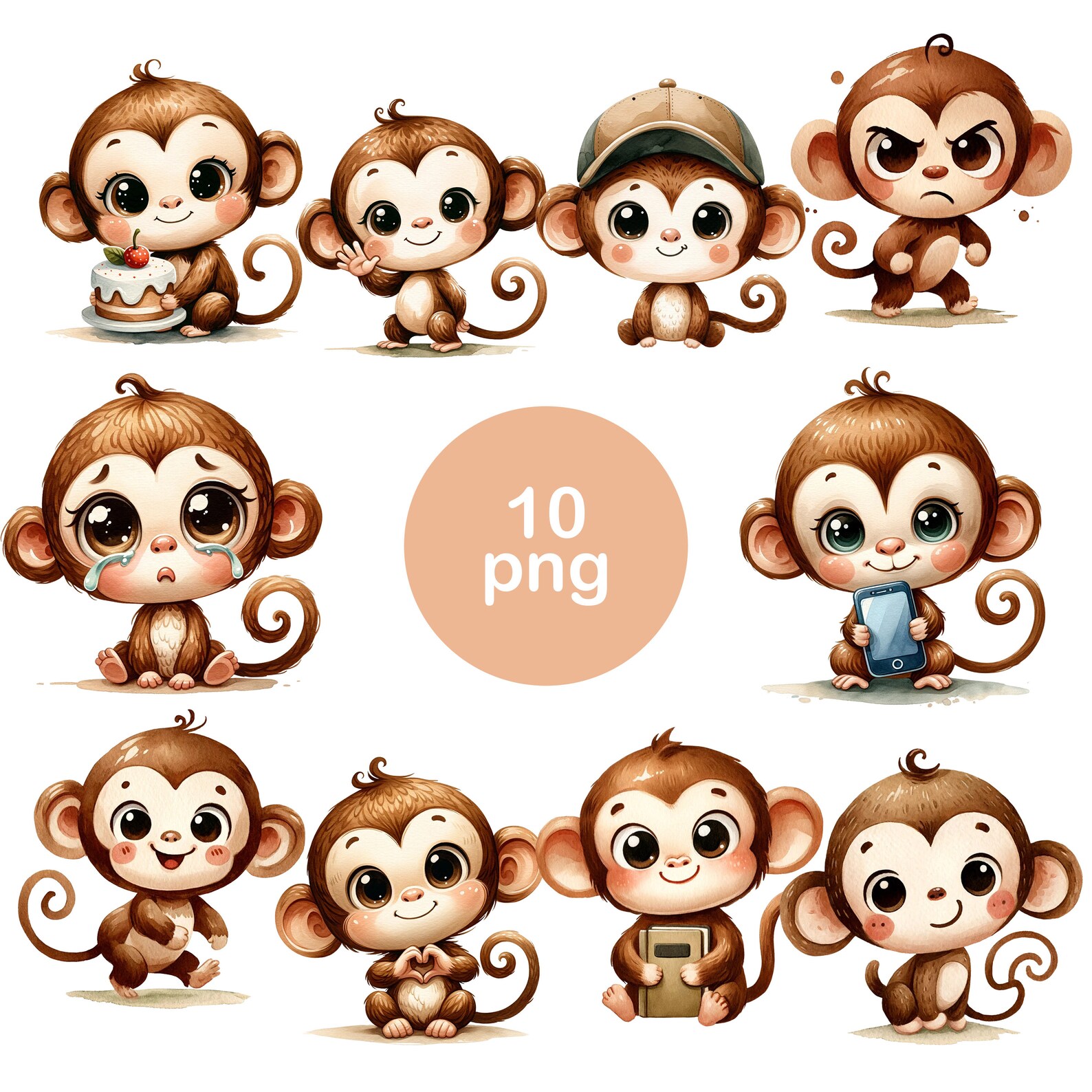 Happy Dirthday Rabbit Clipart, DIGITAL DOWNLOAD, Cute Watercolor, Baby ...