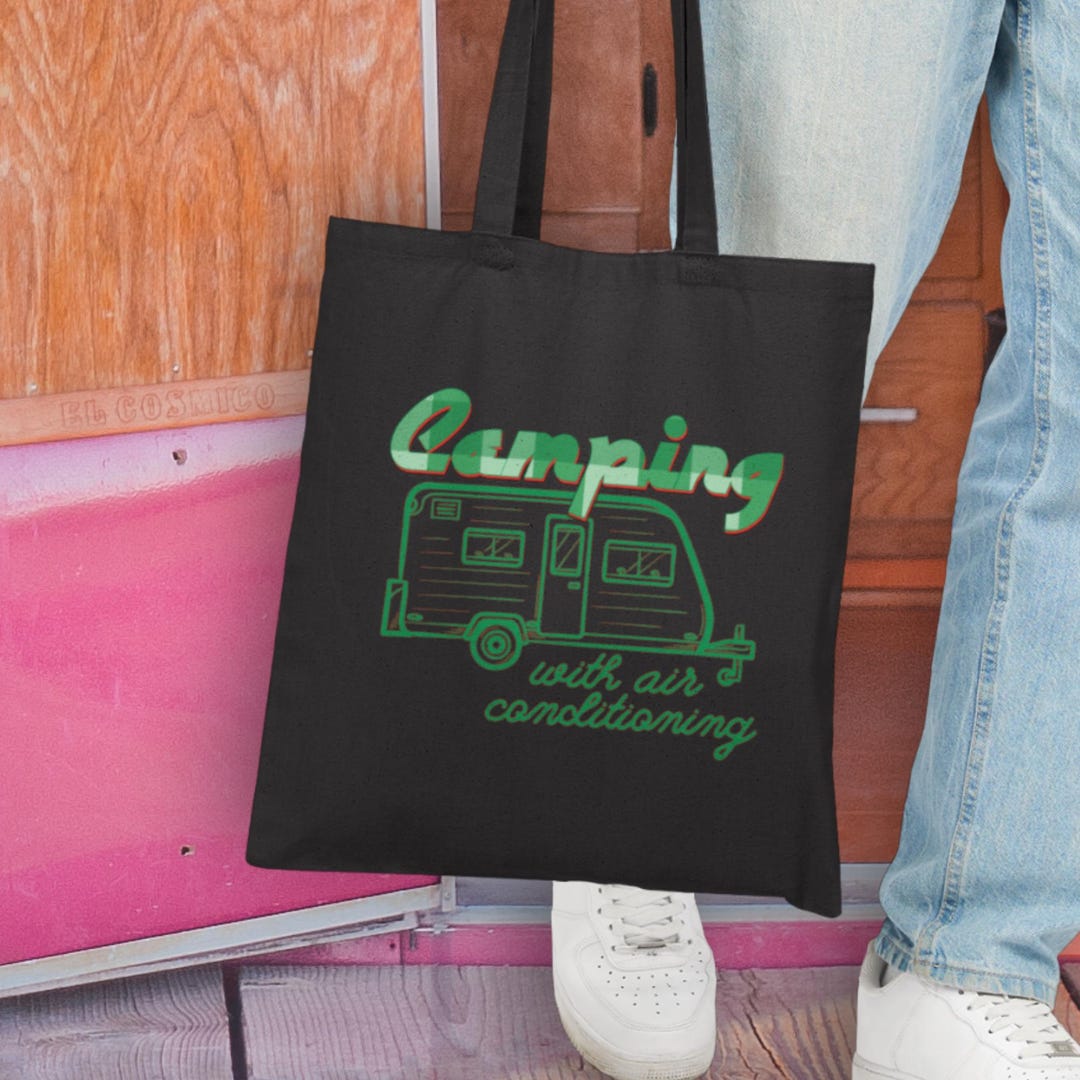 Canvas Airstream Camper Tote Bag: Gingham Cotton Travel Sack - Etsy