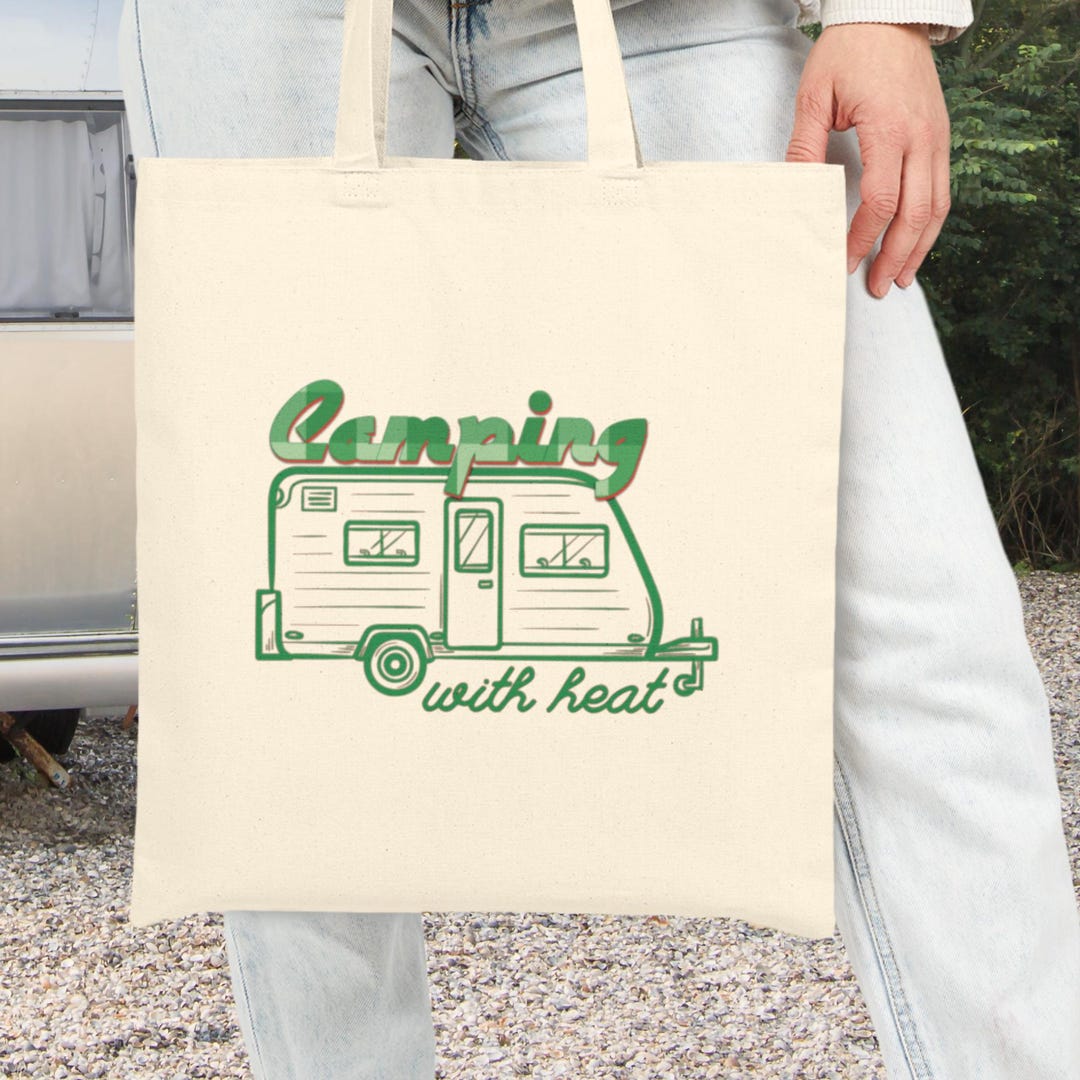 Cotton Canvas Tote Bag Camping With Heat Gingham Gift for Airstream ...