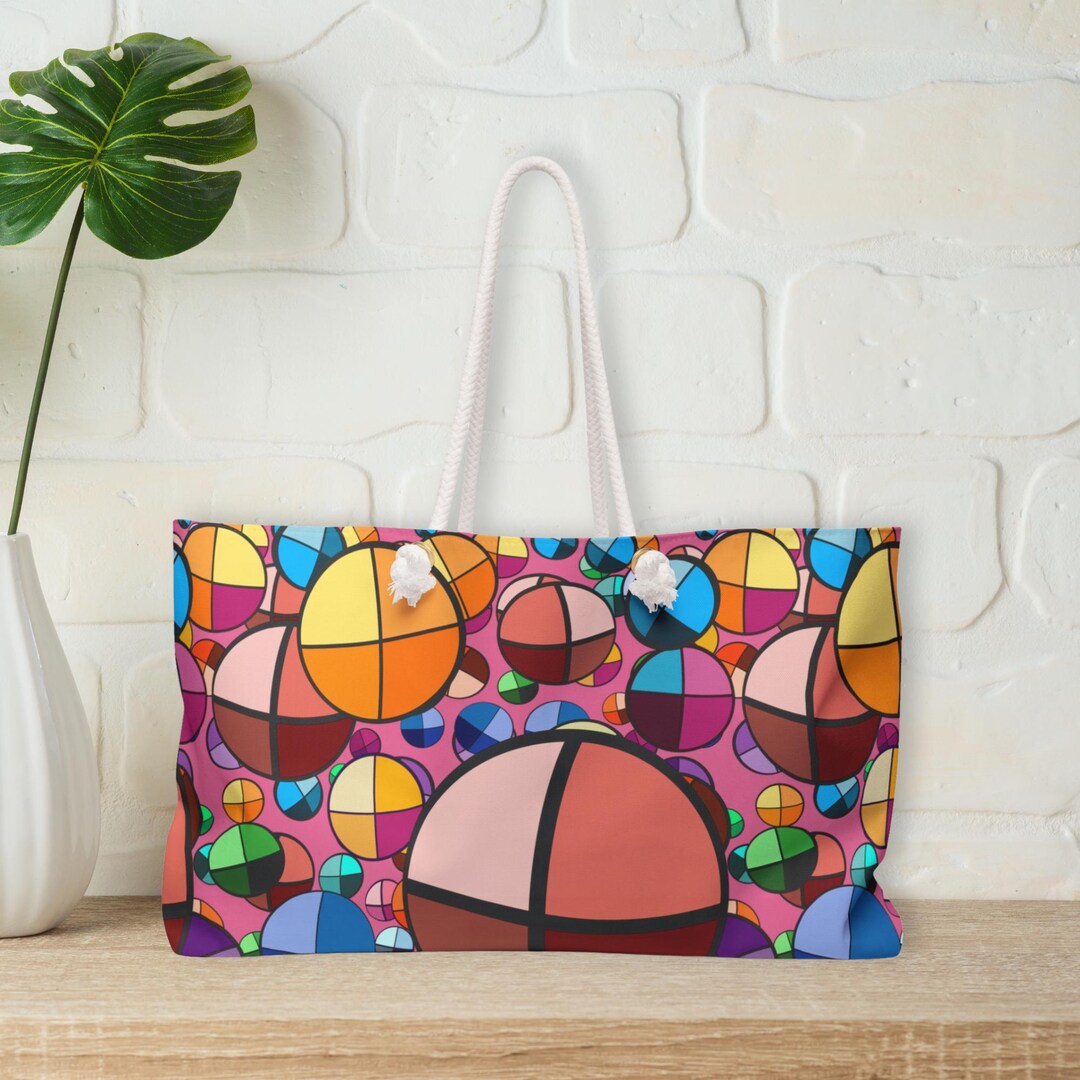 Colorful Weekender Tote Bag Bold Abstract Art Print Oversized Travel ...