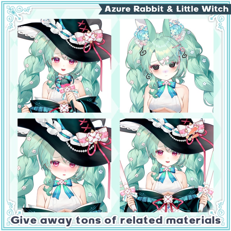 Live2d Vtuber Model for Commercial Use Azure Rabbit & Little Witch ...