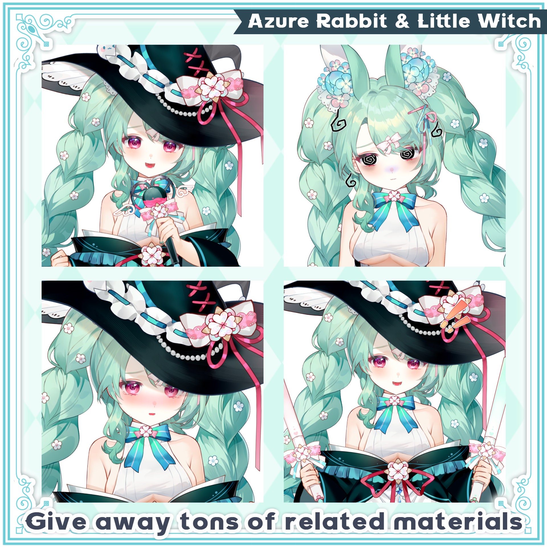 Live2d Vtuber Model for Commercial Use Azure Rabbit & Little Witch ...