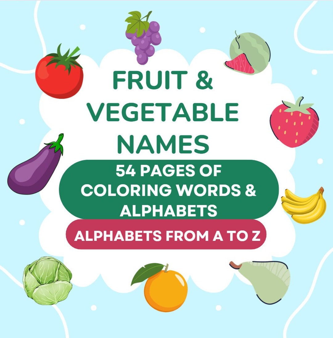 Fruits & Vegetables Alphabet ABC Colouring Book for Kids,printable ...