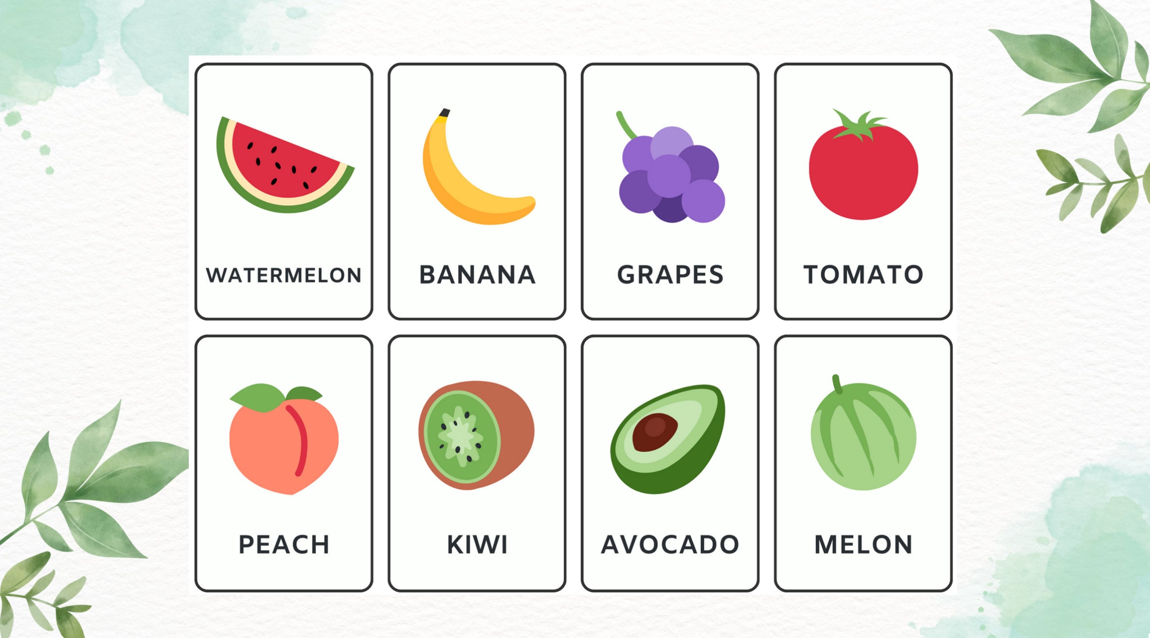 Fruits Flashcard, Learning Fruits, Kids Flash Card, Montessori Flash ...