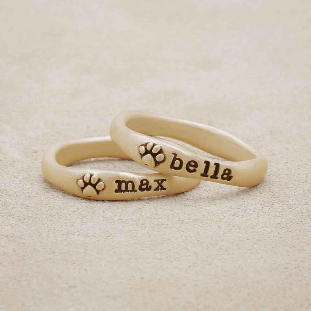 10K Solid Gold Furry Footprint Stacking Ring, Custom Jewelry Rings for ...